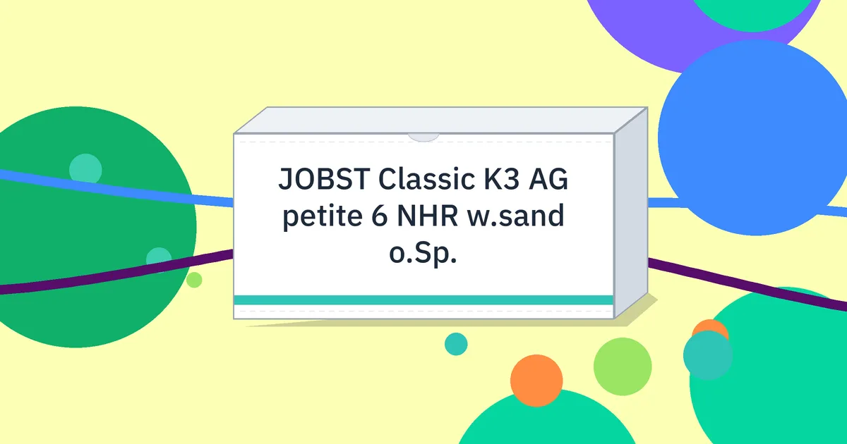 Symbolbild: Packung mit der Aufschrift JOBST Classic K3 AG petite 6 NHR w.sand o.Sp. (PZN 13073147) – Verfügbarkeit und Bezug in Apotheken in Frankfurt am Main