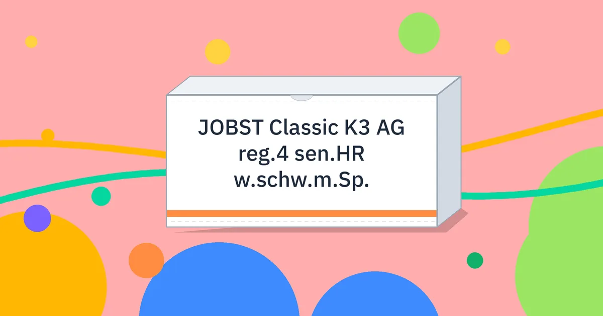 Symbolbild: Packung mit der Aufschrift JOBST Classic K3 AG reg.4 sen.HR w.schw.m.Sp. (PZN 17957825) – Verfügbarkeit und Bezug in Apotheken in Frankfurt am Main