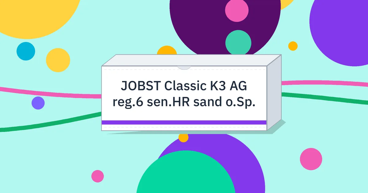 Symbolbild: Packung mit der Aufschrift JOBST Classic K3 AG reg.6 sen.HR sand o.Sp. (PZN 17957191) – Verfügbarkeit und Bezug in Apotheken in Frankfurt am Main