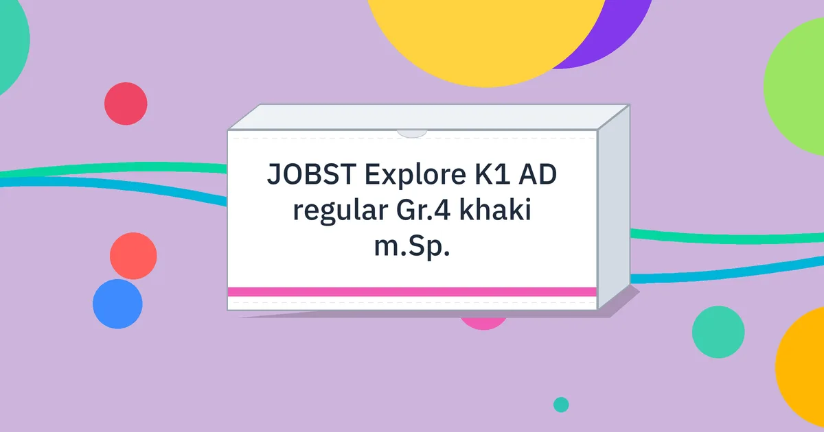 Symbolbild: Packung mit der Aufschrift JOBST Explore K1 AD regular Gr.4 khaki m.Sp. (PZN 11021577) – Verfügbarkeit und Bezug in Apotheken in Frankfurt am Main