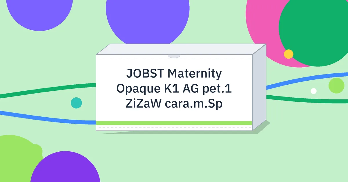 Symbolbild: Packung mit der Aufschrift JOBST Maternity Opaque K1 AG pet.1 ZiZaW cara.m.Sp (PZN 15850394) – Verfügbarkeit und Bezug in Apotheken in Frankfurt am Main