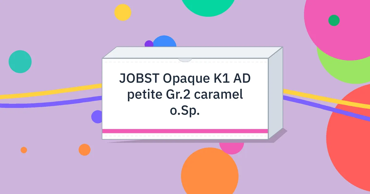 Symbolbild: Packung mit der Aufschrift JOBST Opaque K1 AD petite Gr.2 caramel o.Sp. (PZN 13079842) – Verfügbarkeit und Bezug in Apotheken in Frankfurt am Main