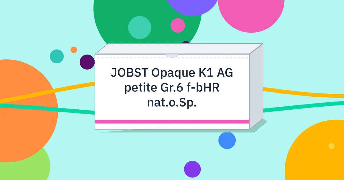Symbolbild: Packung mit der Aufschrift JOBST Opaque K1 AG petite Gr.6 f-bHR nat.o.Sp. (PZN 13087511) – Verfügbarkeit und Bezug in Apotheken in Frankfurt am Main