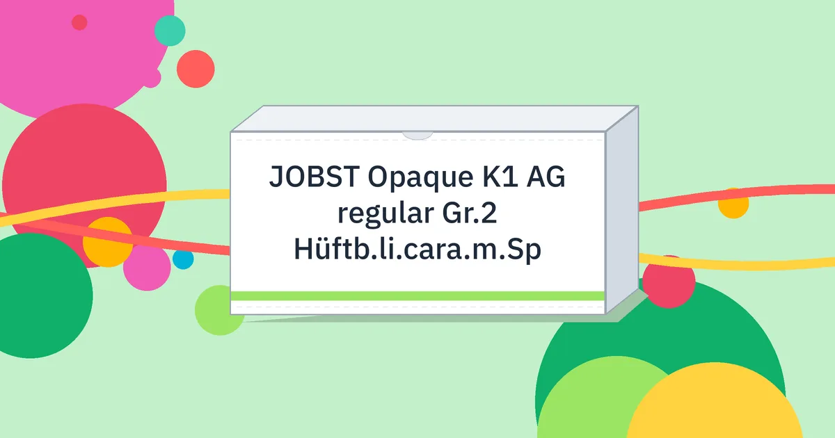 Symbolbild: Packung mit der Aufschrift JOBST Opaque K1 AG regular Gr.2 Hüftb.li.cara.m.Sp (PZN 13099684) – Verfügbarkeit und Bezug in Apotheken in Frankfurt am Main