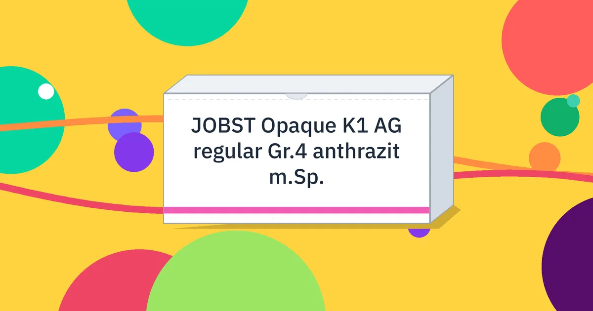 Symbolbild: Packung mit der Aufschrift JOBST Opaque K1 AG regular Gr.4 anthrazit m.Sp. (PZN 16268006) – Verfügbarkeit und Bezug in Apotheken in Frankfurt am Main