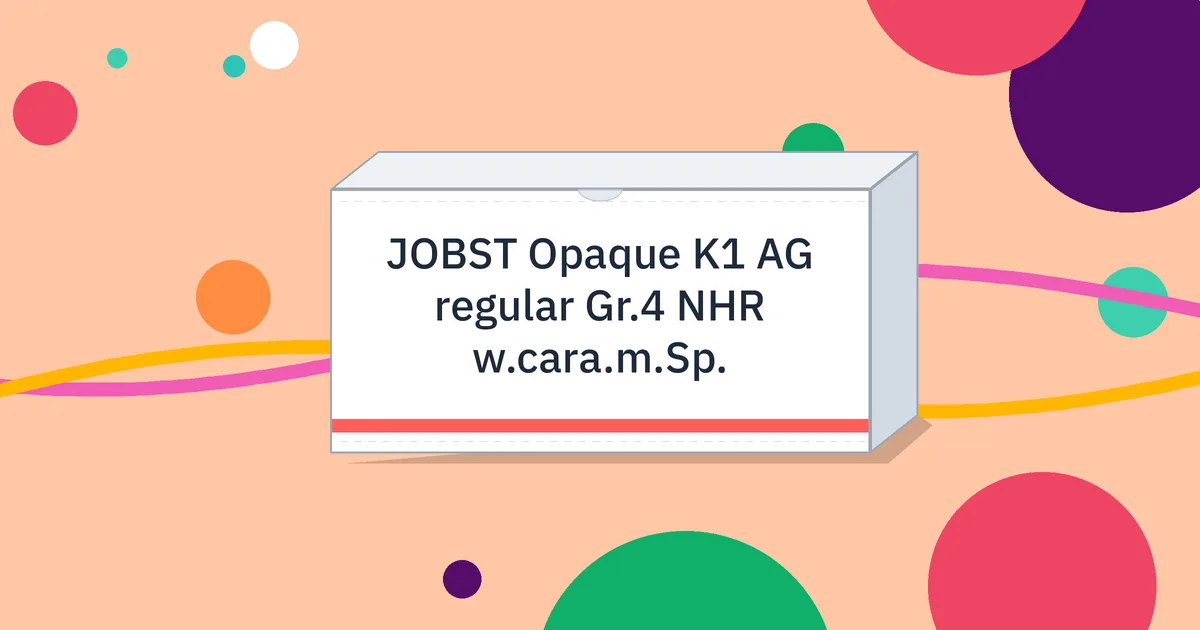 Symbolbild: Packung mit der Aufschrift JOBST Opaque K1 AG regular Gr.4 NHR w.cara.m.Sp. (PZN 13095516) – Verfügbarkeit und Bezug in Apotheken in Frankfurt am Main