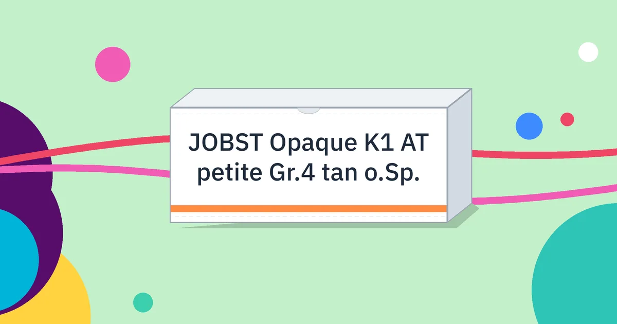 Symbolbild: Packung mit der Aufschrift JOBST Opaque K1 AT petite Gr.4 tan o.Sp. (PZN 16276520) – Verfügbarkeit und Bezug in Apotheken in Frankfurt am Main