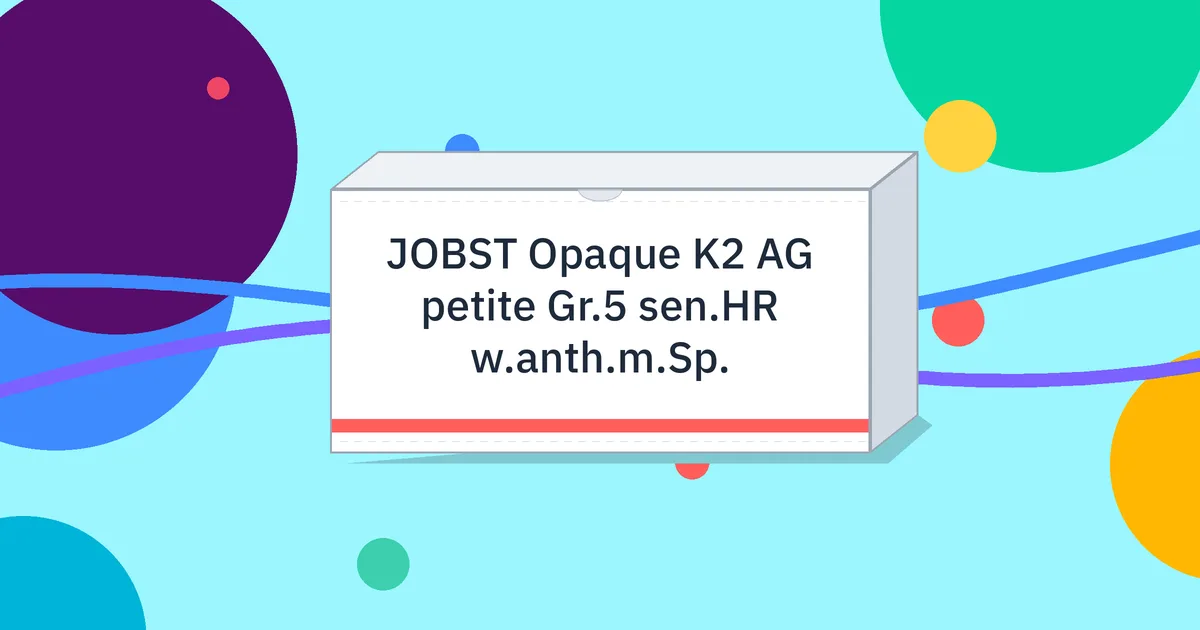 Symbolbild: Packung mit der Aufschrift JOBST Opaque K2 AG petite Gr.5 sen.HR w.anth.m.Sp. (PZN 16283425) – Verfügbarkeit und Bezug in Apotheken in Frankfurt am Main