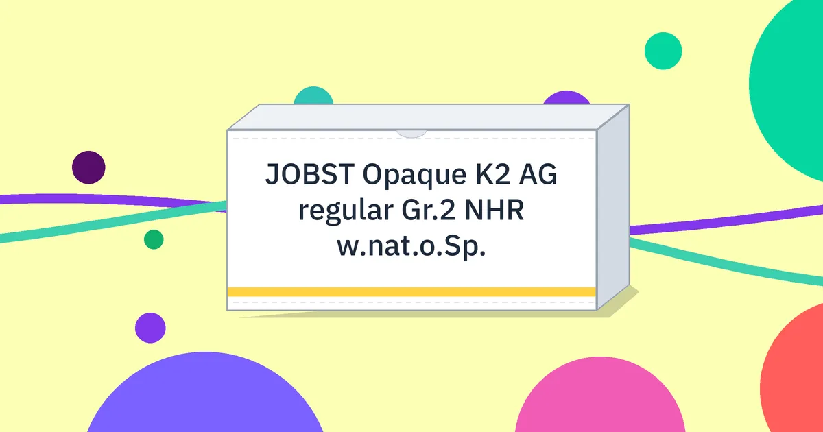 Symbolbild: Packung mit der Aufschrift JOBST Opaque K2 AG regular Gr.2 NHR w.nat.o.Sp. (PZN 11253626) – Verfügbarkeit und Bezug in Apotheken in Frankfurt am Main