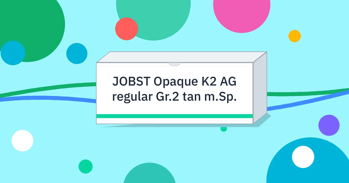 Symbolbild: Packung mit der Aufschrift JOBST Opaque K2 AG regular Gr.2 tan m.Sp. (PZN 16281107) – Verfügbarkeit und Bezug in Apotheken in Frankfurt am Main