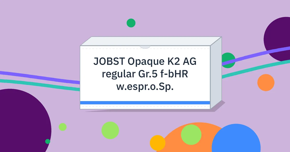Symbolbild: Packung mit der Aufschrift JOBST Opaque K2 AG regular Gr.5 f-bHR w.espr.o.Sp. (PZN 16282199) – Verfügbarkeit und Bezug in Apotheken in Frankfurt am Main