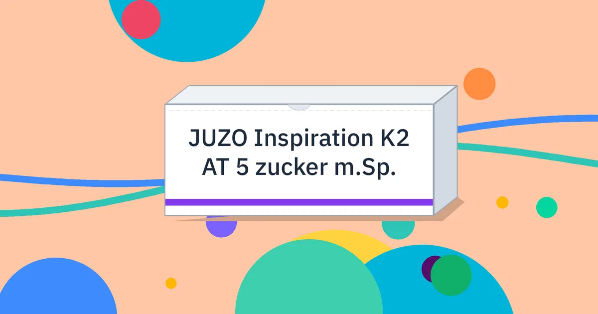 Symbolbild: Packung mit der Aufschrift JUZO Inspiration K2 AT 5 zucker m.Sp. (PZN 14927025) – Verfügbarkeit und Bezug in Apotheken in Frankfurt am Main