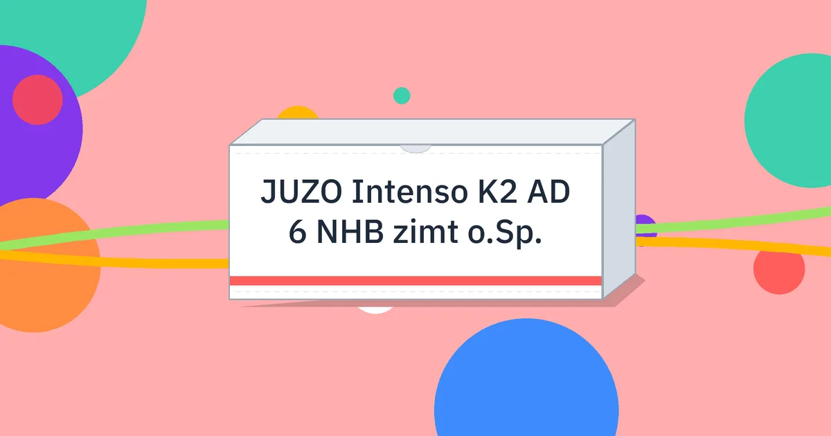Symbolbild: Packung mit der Aufschrift JUZO Intenso K2 AD 6 NHB zimt o.Sp. (PZN 18620329) – Verfügbarkeit und Bezug in Apotheken in Frankfurt am Main