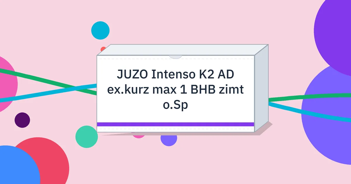 Symbolbild: Packung mit der Aufschrift JUZO Intenso K2 AD ex.kurz max 1 BHB zimt o.Sp (PZN 18624356) – Verfügbarkeit und Bezug in Apotheken in Frankfurt am Main