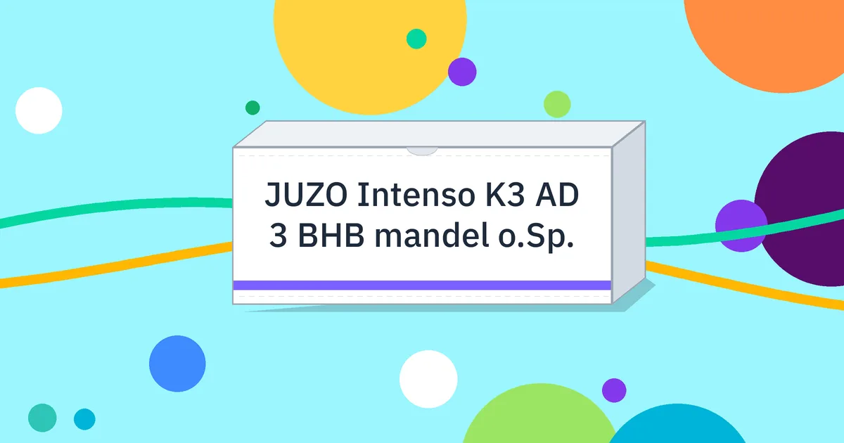 Symbolbild: Packung mit der Aufschrift JUZO Intenso K3 AD 3 BHB mandel o.Sp. (PZN 18645128) – Verfügbarkeit und Bezug in Apotheken in Frankfurt am Main