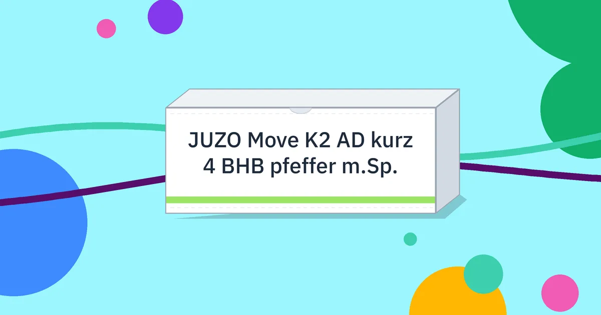 Symbolbild: Packung mit der Aufschrift JUZO Move K2 AD kurz 4 BHB pfeffer m.Sp. (PZN 16340465) – Verfügbarkeit und Bezug in Apotheken in Frankfurt am Main