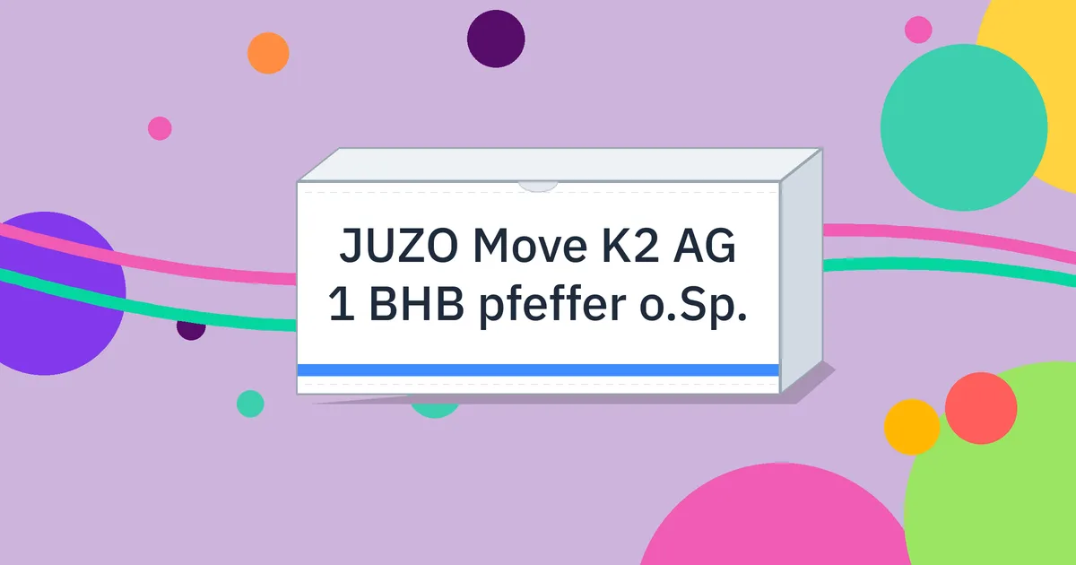 Symbolbild: Packung mit der Aufschrift JUZO Move K2 AG 1 BHB pfeffer o.Sp. (PZN 16639431) – Verfügbarkeit und Bezug in Apotheken in Frankfurt am Main