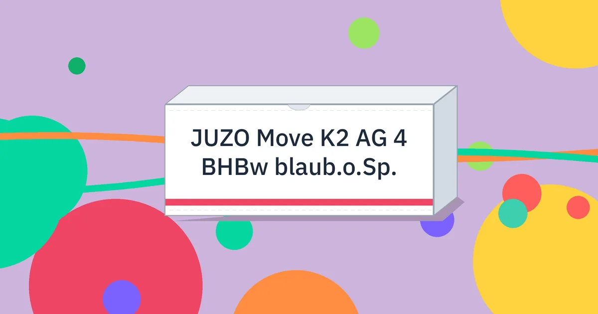 Symbolbild: Packung mit der Aufschrift JUZO Move K2 AG 4 BHBw blaub.o.Sp. (PZN 18557973) – Verfügbarkeit und Bezug in Apotheken in Frankfurt am Main