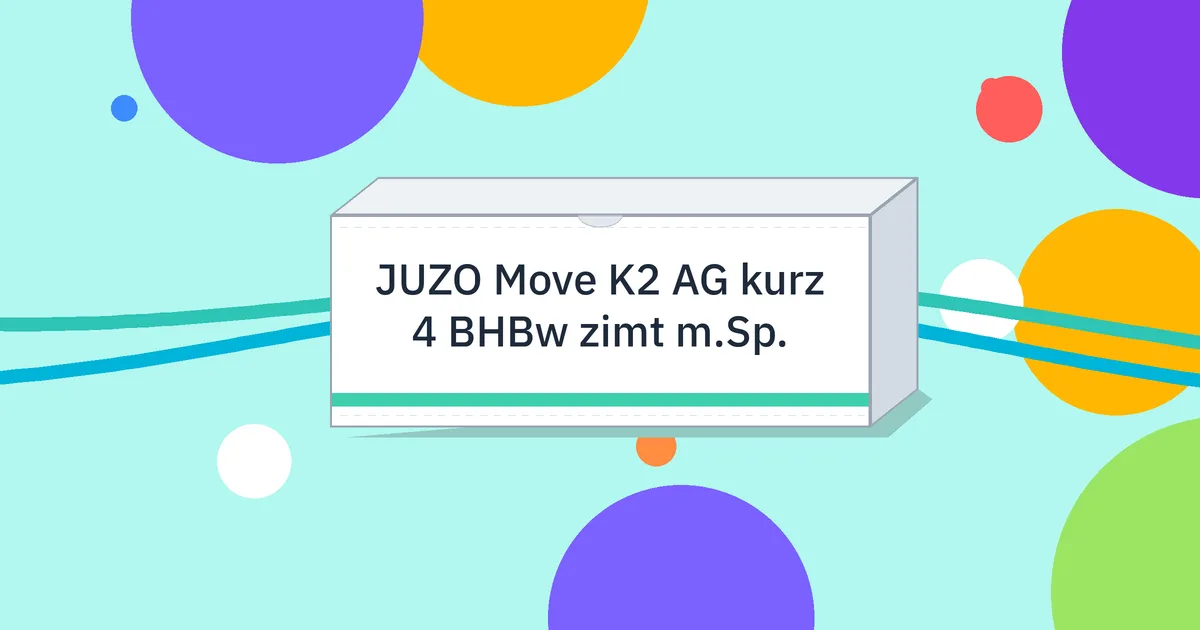 Symbolbild: Packung mit der Aufschrift JUZO Move K2 AG kurz 4 BHBw zimt m.Sp. (PZN 18528380) – Verfügbarkeit und Bezug in Apotheken in Frankfurt am Main