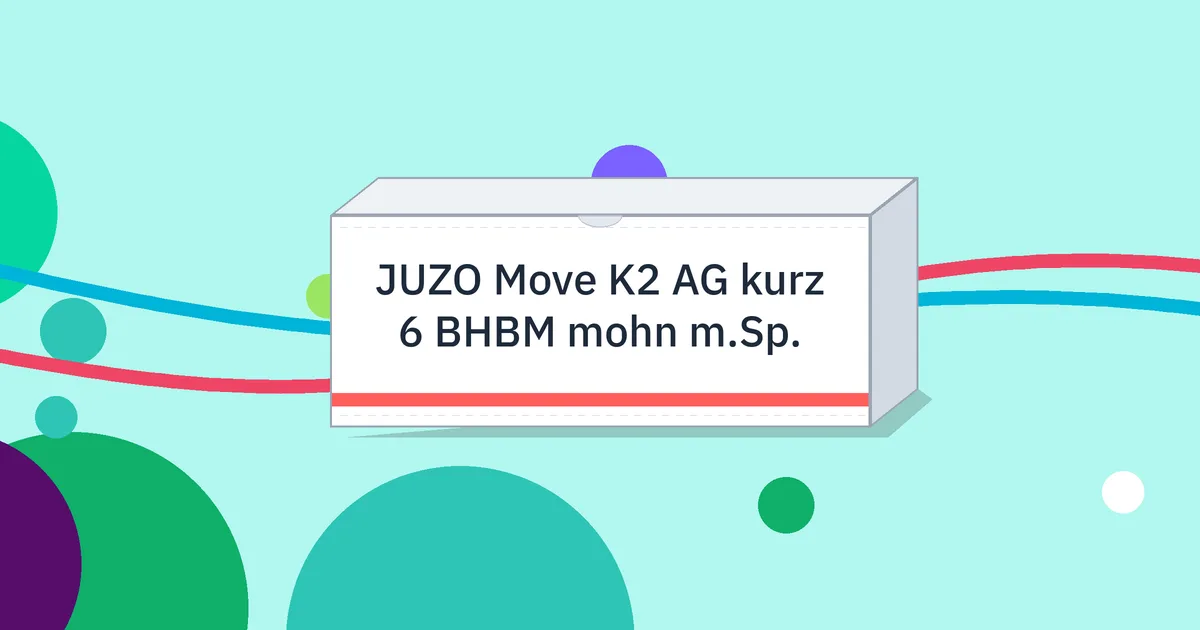 Symbolbild: Packung mit der Aufschrift JUZO Move K2 AG kurz 6 BHBM mohn m.Sp. (PZN 18560254) – Verfügbarkeit und Bezug in Apotheken in Frankfurt am Main