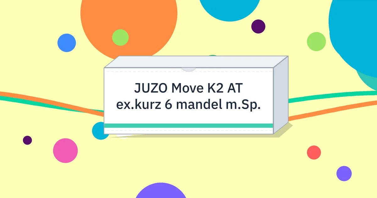 Symbolbild: Packung mit der Aufschrift JUZO Move K2 AT ex.kurz 6 mandel m.Sp. (PZN 20670932) – Verfügbarkeit und Bezug in Apotheken in Frankfurt am Main
