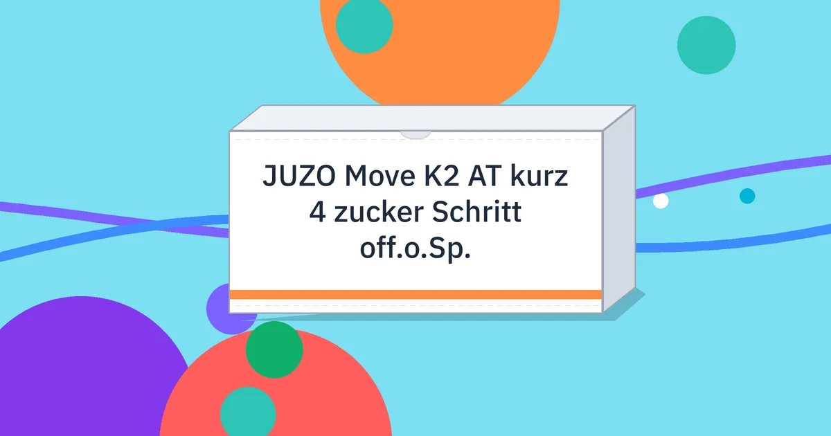 Symbolbild: Packung mit der Aufschrift JUZO Move K2 AT kurz 4 zucker Schritt off.o.Sp. (PZN 20675705) – Verfügbarkeit und Bezug in Apotheken in Frankfurt am Main