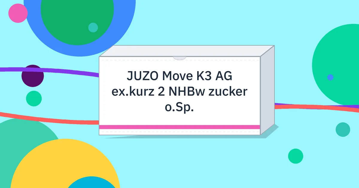 Symbolbild: Packung mit der Aufschrift JUZO Move K3 AG ex.kurz 2 NHBw zucker o.Sp. (PZN 18584355) – Verfügbarkeit und Bezug in Apotheken in Frankfurt am Main