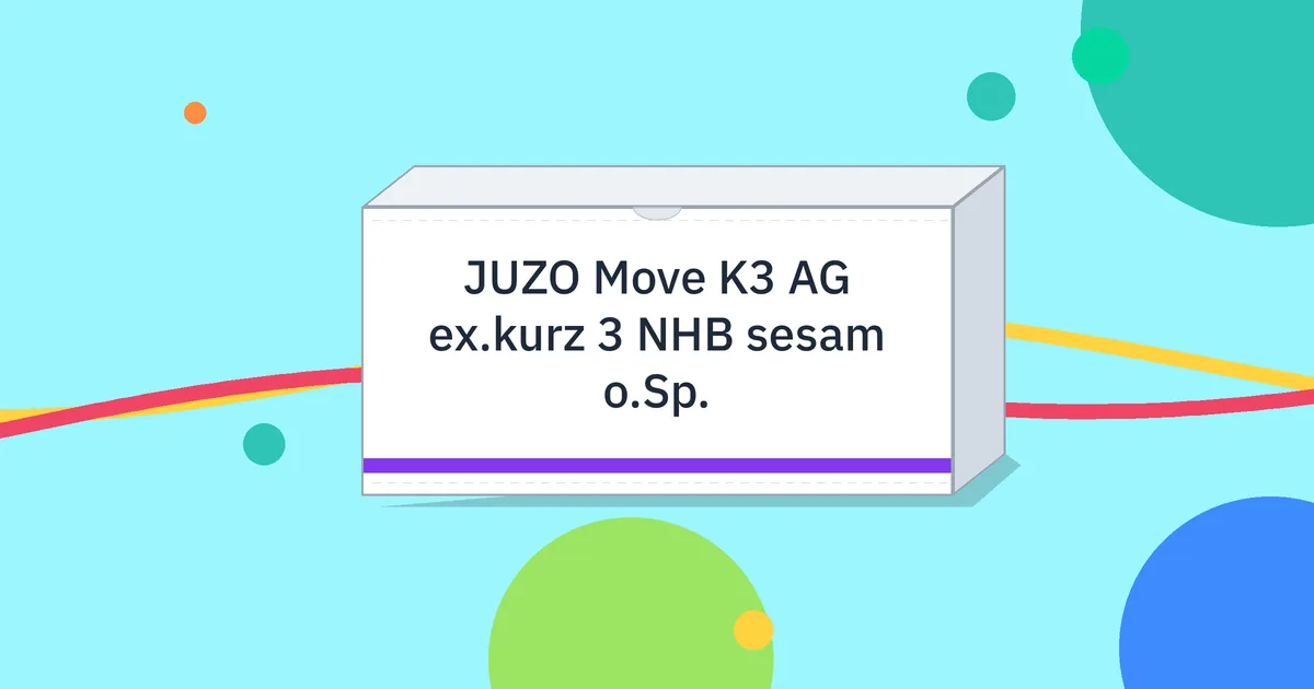 Symbolbild: Packung mit der Aufschrift JUZO Move K3 AG ex.kurz 3 NHB sesam o.Sp. (PZN 18585171) – Verfügbarkeit und Bezug in Apotheken in Frankfurt am Main