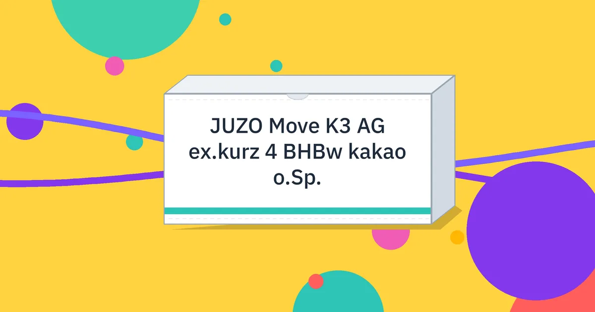 Symbolbild: Packung mit der Aufschrift JUZO Move K3 AG ex.kurz 4 BHBw kakao o.Sp. (PZN 18597725) – Verfügbarkeit und Bezug in Apotheken in Frankfurt am Main