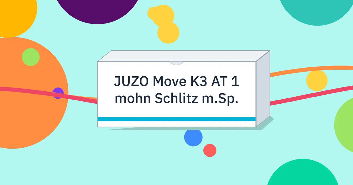 Symbolbild: Packung mit der Aufschrift JUZO Move K3 AT 1 mohn Schlitz m.Sp. (PZN 20678141) – Verfügbarkeit und Bezug in Apotheken in Frankfurt am Main