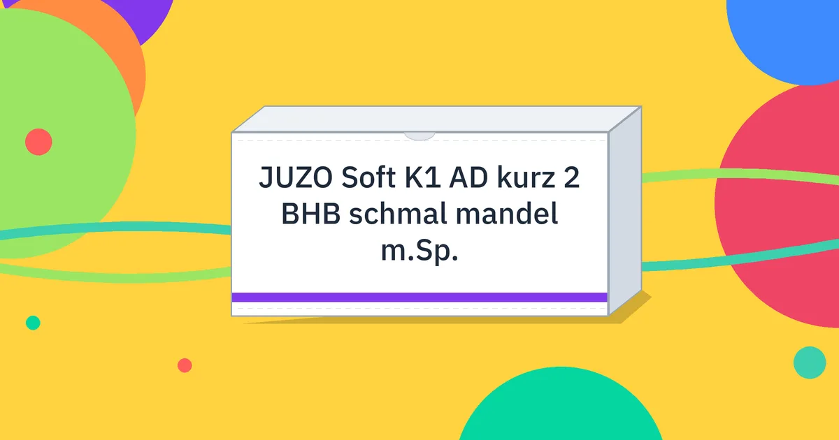 Symbolbild: Packung mit der Aufschrift JUZO Soft K1 AD kurz 2 BHB schmal mandel m.Sp. (PZN 15461847) – Verfügbarkeit und Bezug in Apotheken in Frankfurt am Main
