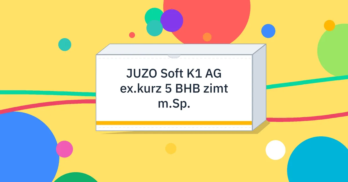 Symbolbild: Packung mit der Aufschrift JUZO Soft K1 AG ex.kurz 5 BHB zimt m.Sp. (PZN 14823432) – Verfügbarkeit und Bezug in Apotheken in Frankfurt am Main