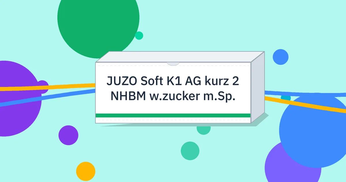 Symbolbild: Packung mit der Aufschrift JUZO Soft K1 AG kurz 2 NHBM w.zucker m.Sp. (PZN 15016099) – Verfügbarkeit und Bezug in Apotheken in Frankfurt am Main