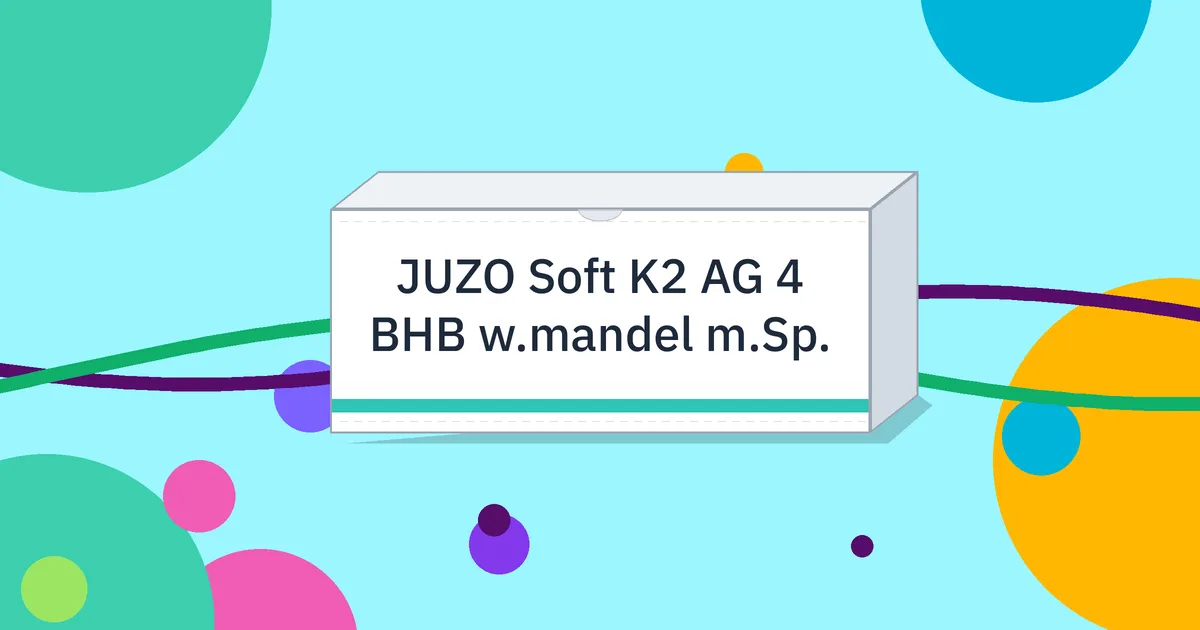 Symbolbild: Packung mit der Aufschrift JUZO Soft K2 AG 4 BHB w.mandel m.Sp. (PZN 14840956) – Verfügbarkeit und Bezug in Apotheken in Frankfurt am Main