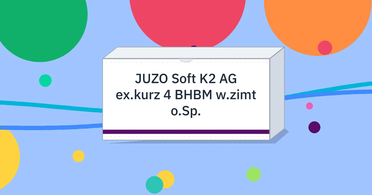 Symbolbild: Packung mit der Aufschrift JUZO Soft K2 AG ex.kurz 4 BHBM w.zimt o.Sp. (PZN 14870029) – Verfügbarkeit und Bezug in Apotheken in Frankfurt am Main
