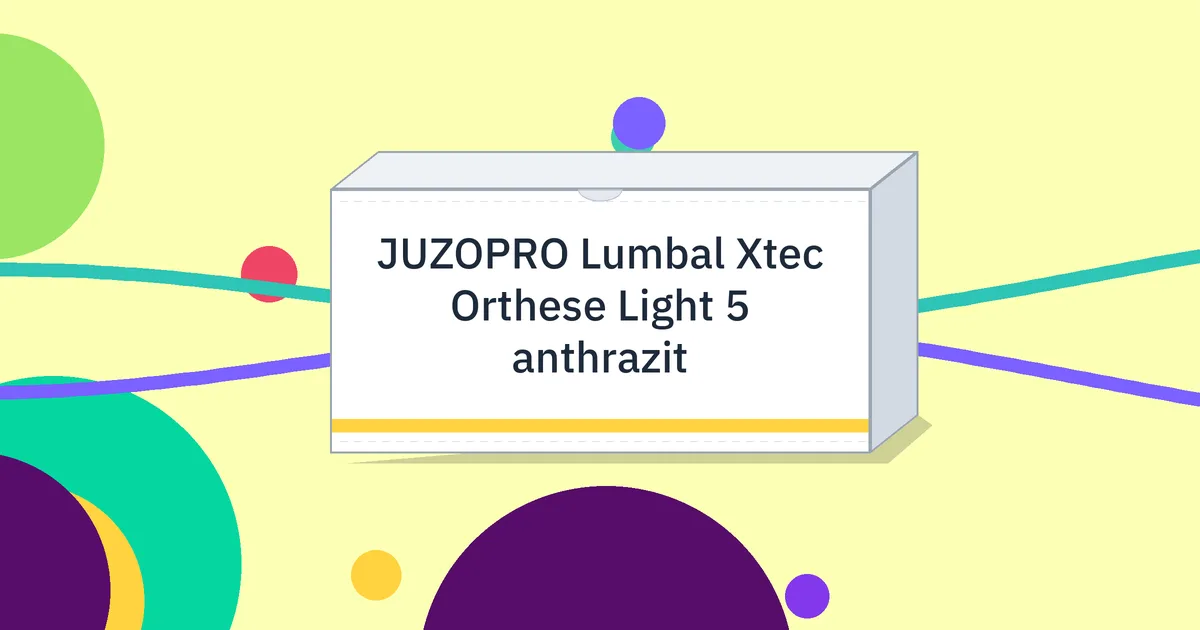 Symbolbild: Packung mit der Aufschrift JUZOPRO Lumbal Xtec Orthese Light 5 anthrazit (PZN 16497942) – Verfügbarkeit und Bezug in Apotheken in Frankfurt am Main
