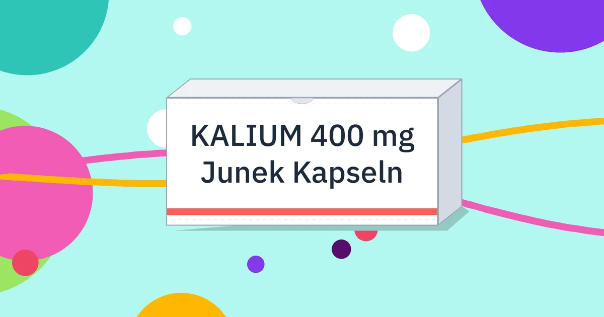 Symbolbild: Packung mit der Aufschrift KALIUM 400 mg Junek Kapseln (PZN 10337025) – Verfügbarkeit und Bezug in Apotheken in Frankfurt am Main