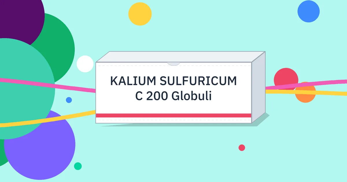 Symbolbild: Packung mit der Aufschrift KALIUM SULFURICUM C 200 Globuli (PZN 04223205) – Verfügbarkeit und Bezug in Apotheken in Frankfurt am Main