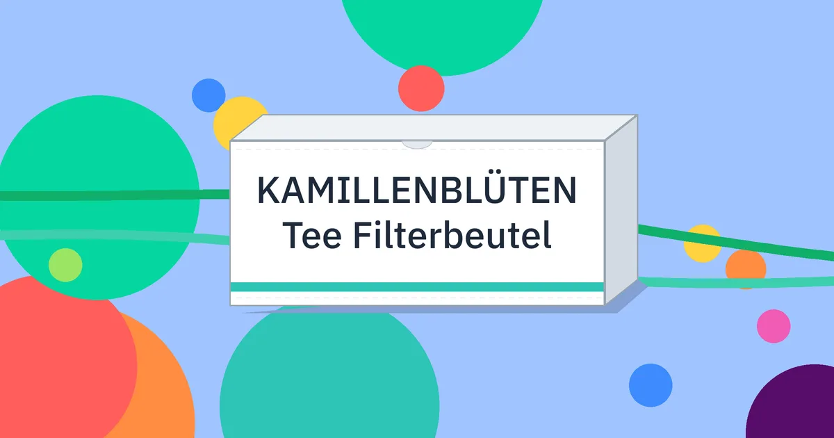 Symbolbild: Packung mit der Aufschrift KAMILLENBLÜTEN Tee Filterbeutel (PZN 04856494) – Verfügbarkeit und Bezug in Apotheken in Frankfurt am Main