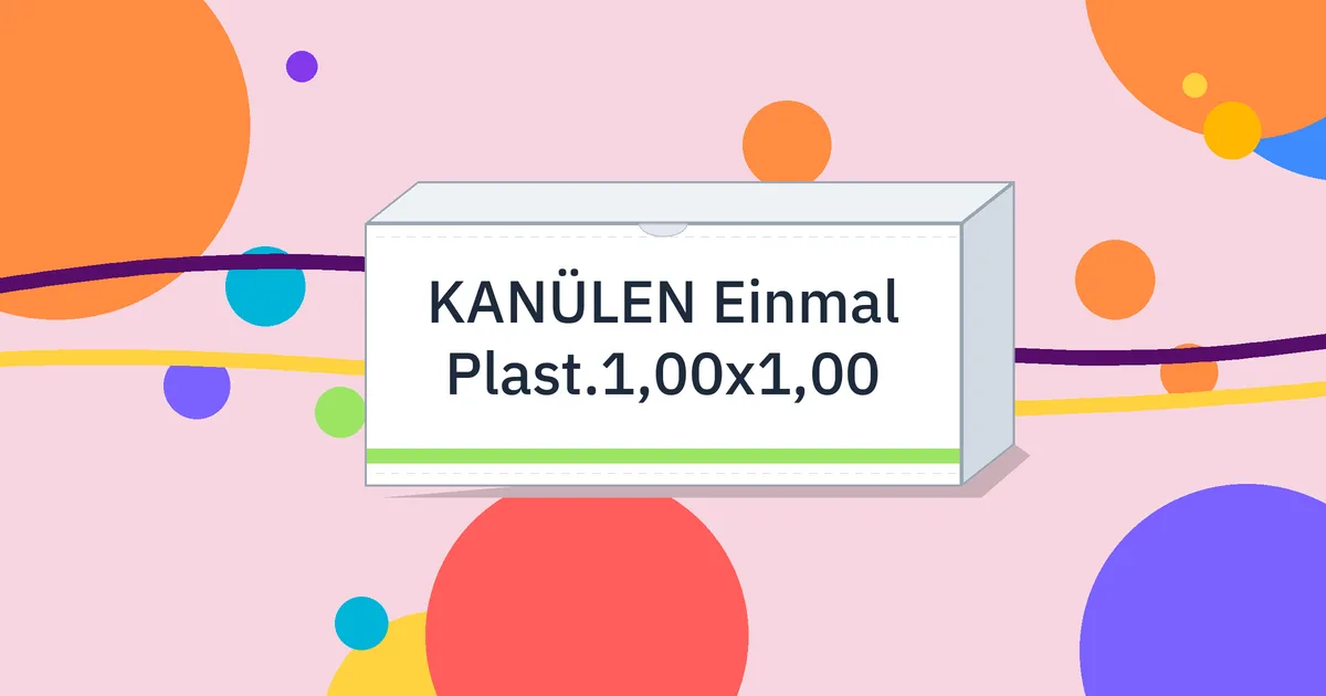 Symbolbild: Packung mit der Aufschrift KANÜLEN Einmal Plast.1,00x1,00 (PZN 01963930) – Verfügbarkeit und Bezug in Apotheken in Frankfurt am Main