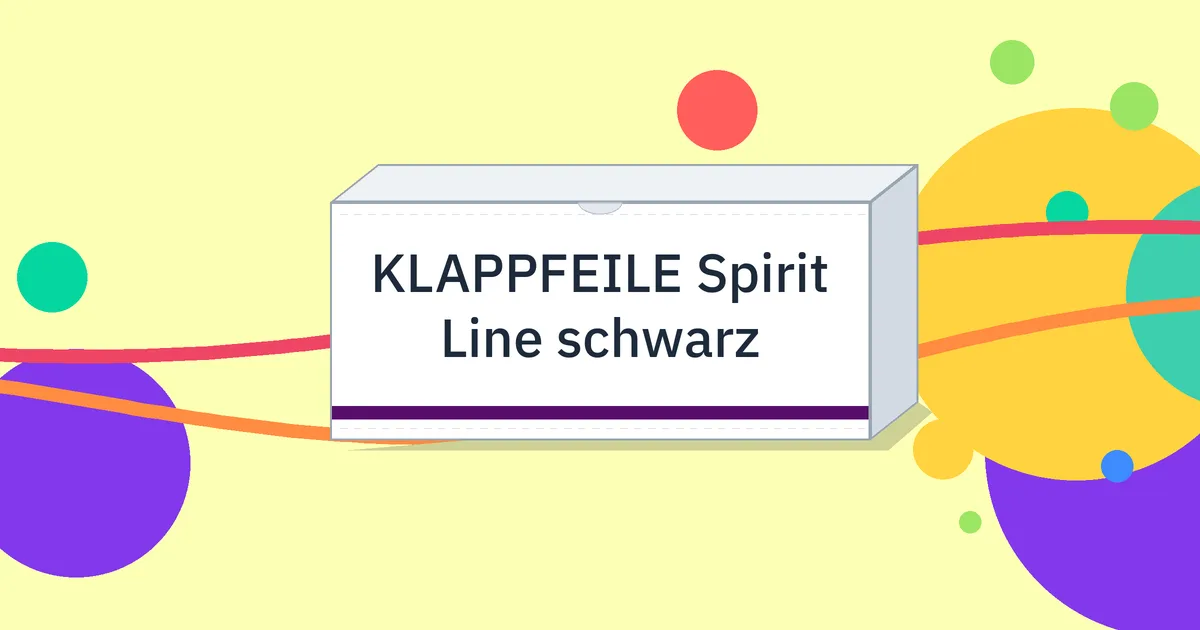 Symbolbild: Packung mit der Aufschrift KLAPPFEILE Spirit Line schwarz (PZN 01505096) – Verfügbarkeit und Bezug in Apotheken in Frankfurt am Main