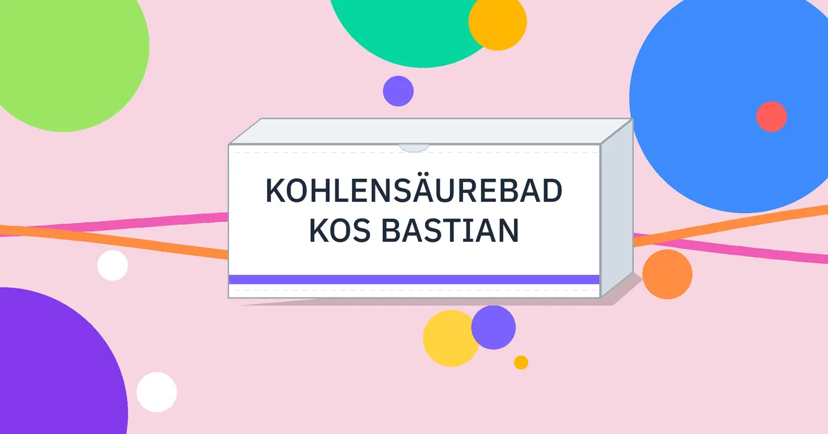 Symbolbild: Packung mit der Aufschrift KOHLENSÄUREBAD KOS BASTIAN (PZN 17184949) – Verfügbarkeit und Bezug in Apotheken in Frankfurt am Main