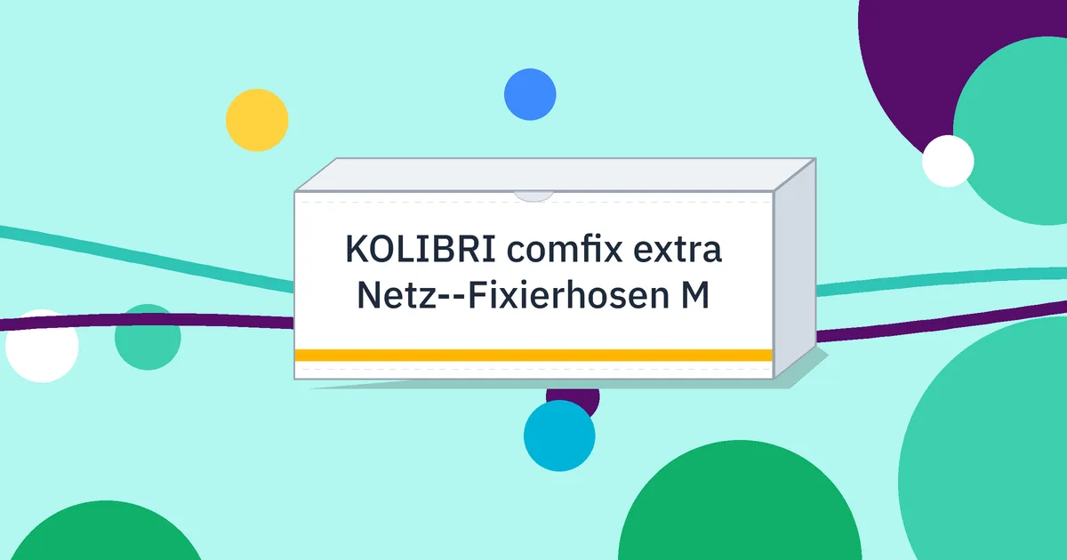 Symbolbild: Packung mit der Aufschrift KOLIBRI comfix extra Netz--Fixierhosen M (PZN 12498531) – Verfügbarkeit und Bezug in Apotheken in Frankfurt am Main