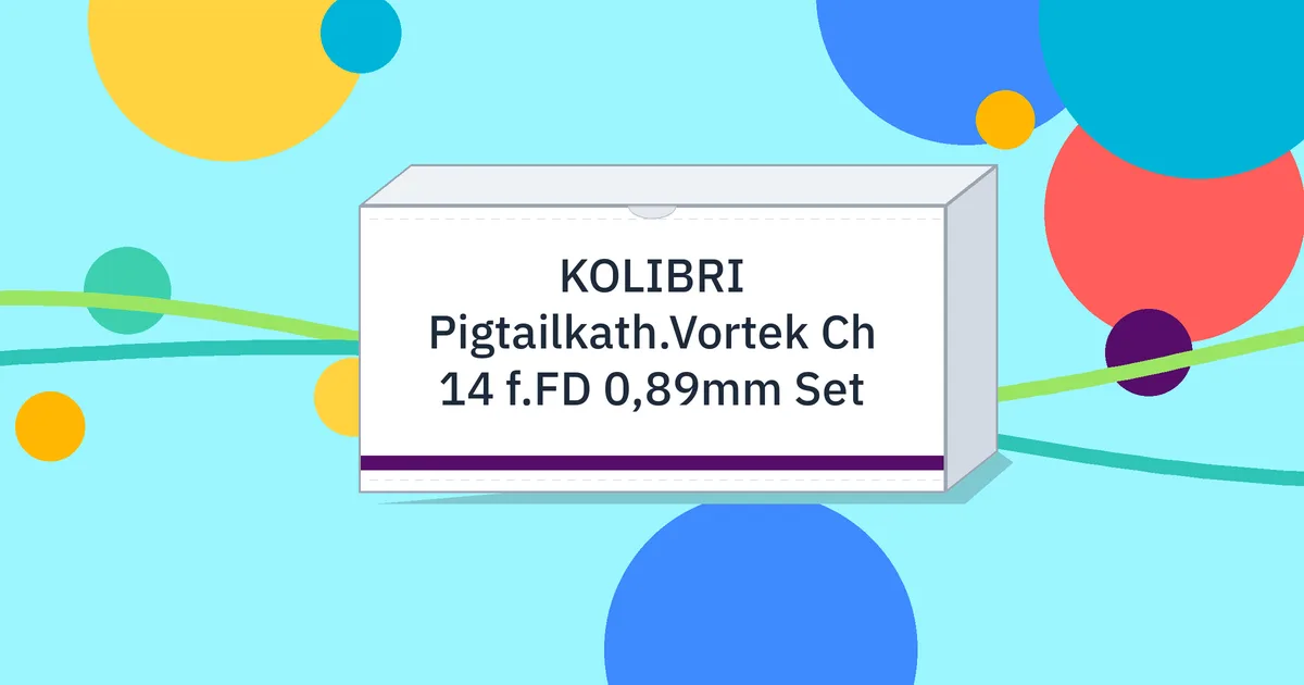 Symbolbild: Packung mit der Aufschrift KOLIBRI Pigtailkath.Vortek Ch 14 f.FD 0,89mm Set (PZN 17999315) – Verfügbarkeit und Bezug in Apotheken in Frankfurt am Main