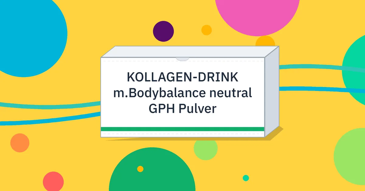 Symbolbild: Packung mit der Aufschrift KOLLAGEN-DRINK m.Bodybalance neutral GPH Pulver (PZN 20808170) – Verfügbarkeit und Bezug in Apotheken in Frankfurt am Main