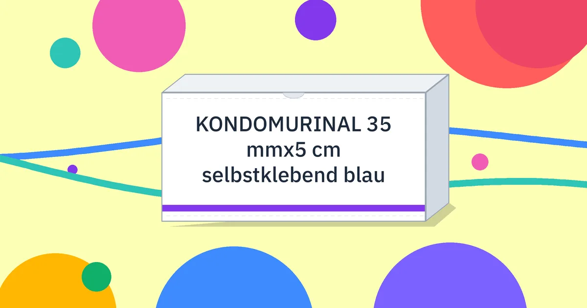 Symbolbild: Packung mit der Aufschrift KONDOMURINAL 35 mmx5 cm selbstklebend blau (PZN 09251703) – Verfügbarkeit und Bezug in Apotheken in Frankfurt am Main
