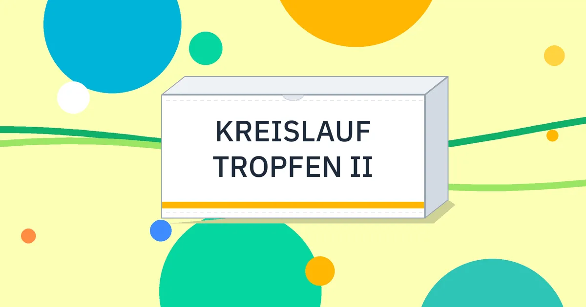 Symbolbild: Packung mit der Aufschrift KREISLAUF TROPFEN II (PZN 00596932) – Verfügbarkeit und Bezug in Apotheken in Frankfurt am Main