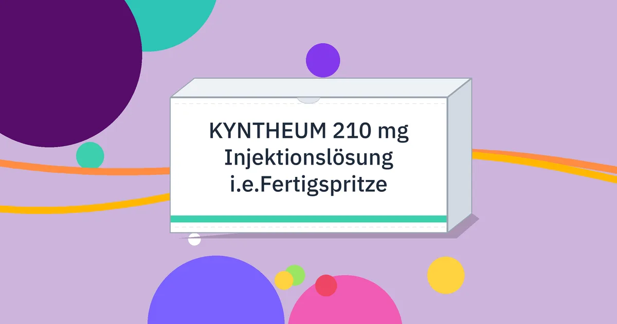 Symbolbild: Packung mit der Aufschrift KYNTHEUM 210 mg Injektionslösung i.e.Fertigspritze (PZN 16751642) – Verfügbarkeit und Bezug in Apotheken in Frankfurt am Main