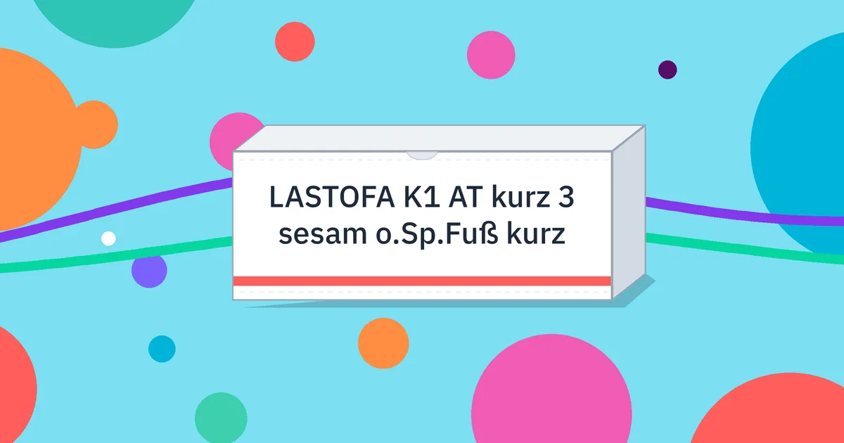 Symbolbild: Packung mit der Aufschrift LASTOFA K1 AT kurz 3 sesam o.Sp.Fuß kurz (PZN 13796012) – Verfügbarkeit und Bezug in Apotheken in Frankfurt am Main