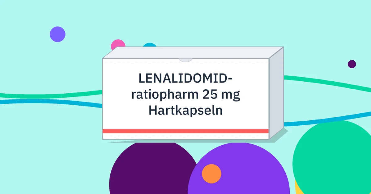 Symbolbild: Packung mit der Aufschrift LENALIDOMID-ratiopharm 25 mg Hartkapseln (PZN 17216891) – Verfügbarkeit und Bezug in Apotheken in Frankfurt am Main